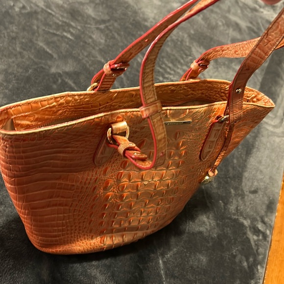 Brahmin | Bags | Brahmin Orange And Cream Satchel With Crocodile ...